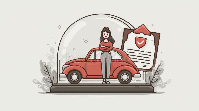 Car Under Simplified Bubble Dome with Shield Icon and Insurance ...