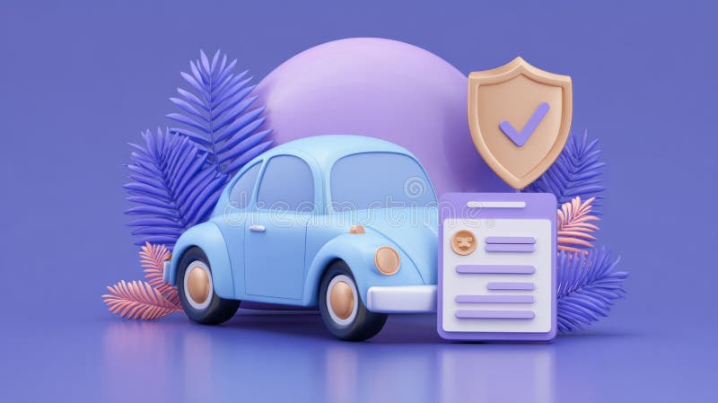 Car Under Simplified Bubble Dome with Shield Icon and Insurance ...