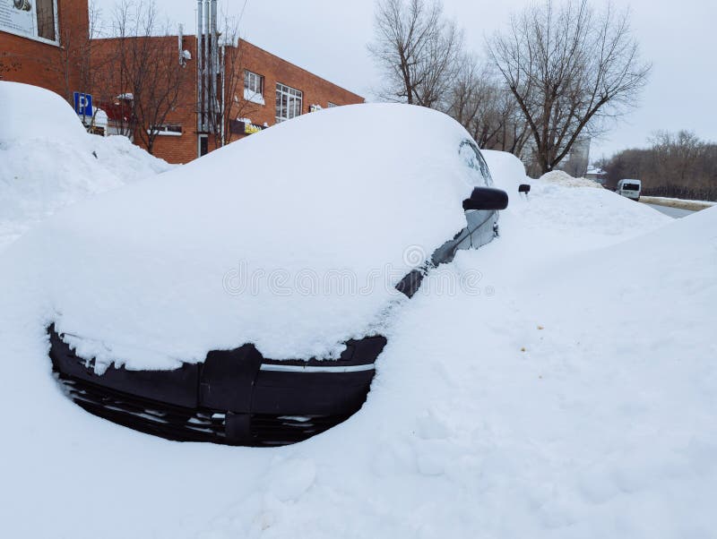 Car Under Snow after Blizzard and Snowfall Stock Photo - Image of heavy ...