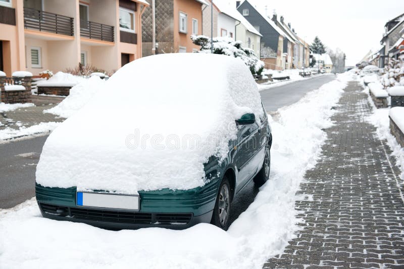 Car Under the Snow after Blizzard, Winter Storm in the City Stock Image ...