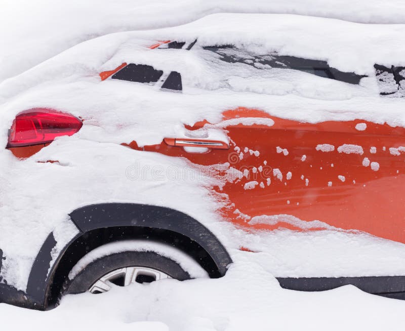 Car under snow stock photo. Image of light, detail, snowfall - 271853570