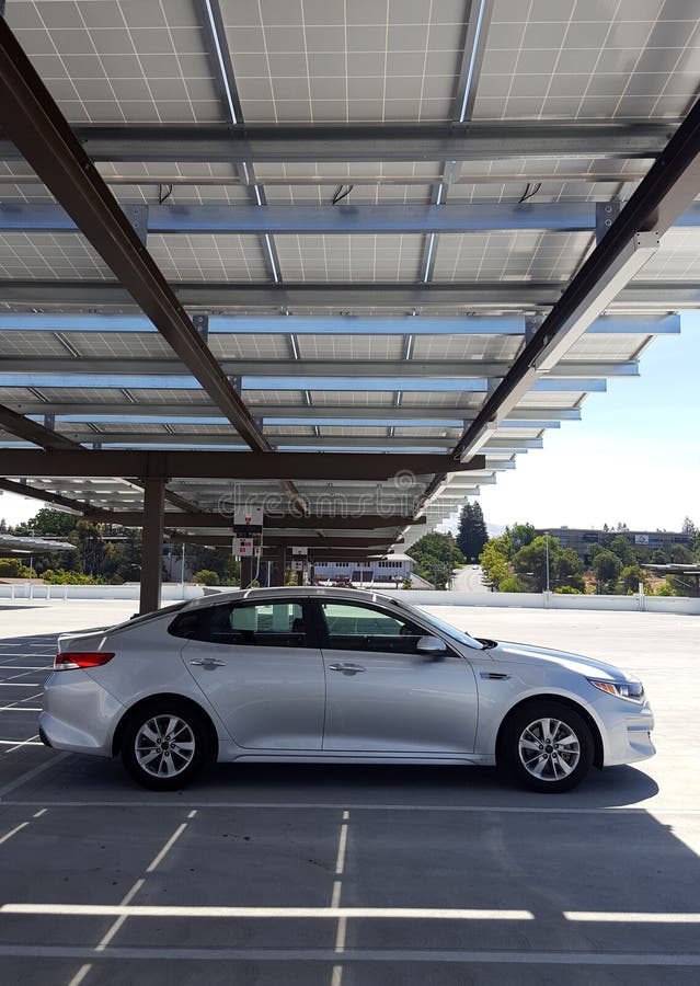 Car under solar panels stock image. Image of roof, energy - 120145751