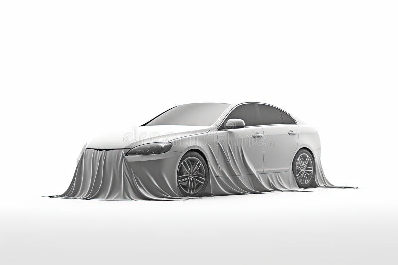 Car Under the White Cloth. Generative AI Stock Illustration ...