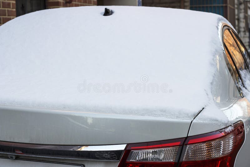 A Car Under the White Snow Close-up Rear View Stock Photo - Image of ...