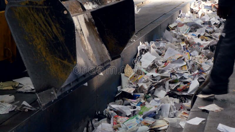 Car Unload Garbage into Sorting Conveyor. Waste Sorting Stock Video ...