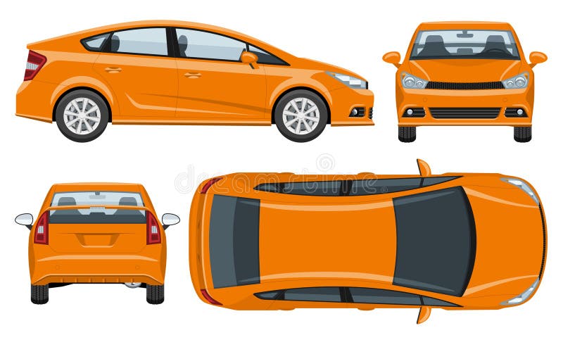 Car Vector Template Side, Front, Back Top View on White Background ...