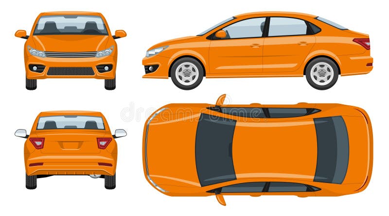 Car Vector Template Side, Front, Back and Top View Stock Vector ...