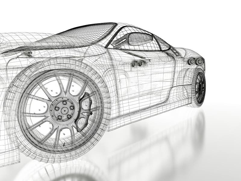 3D car mesh on a black stock illustration. Illustration of mesh - 106135252