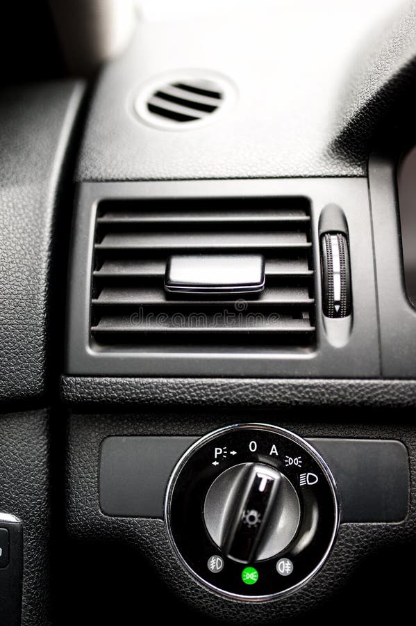 Car Ventilation System and Headlight Adjustment Stock Photo - Image of ...