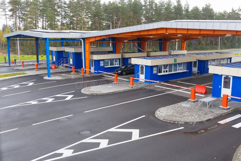 Car Waiting To Pass through the Border at the Checkpoint. Stock Image ...