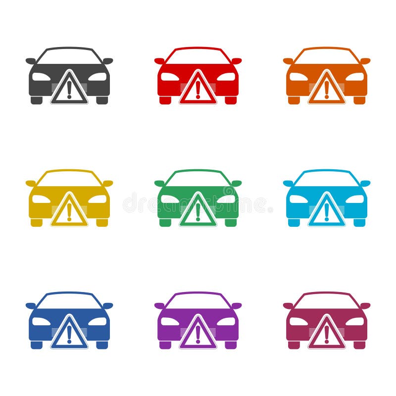 Car warning icon color set stock vector. Illustration of safety - 245966201