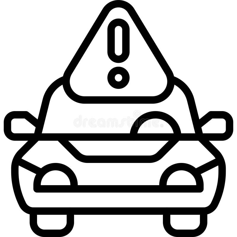 Car with Warning Sign Icon, Parking Lot Related Vector Stock Vector ...