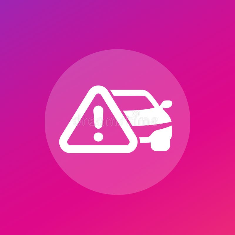 Car and Warning Sign, Vector Icon Stock Vector - Illustration of ...