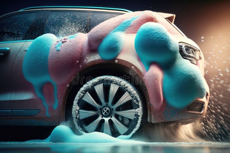 Car Wash with Colored Foam. AI Generated Stock Illustration ...