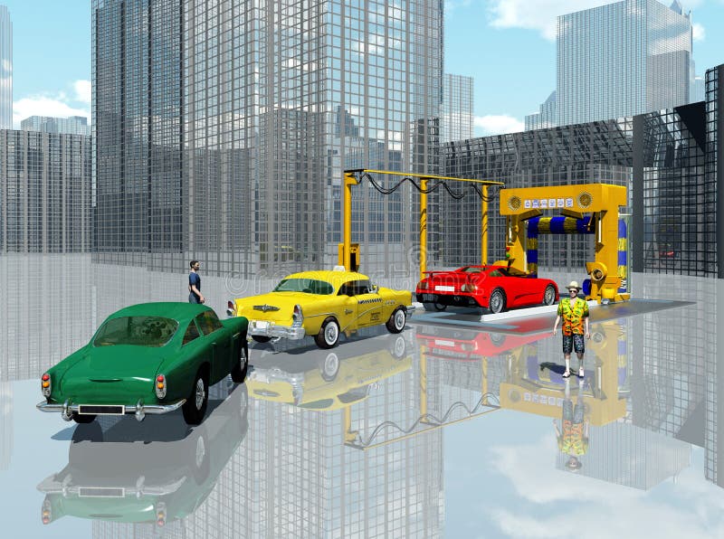 Car wash stock illustration. Illustration of motorists - 58651579
