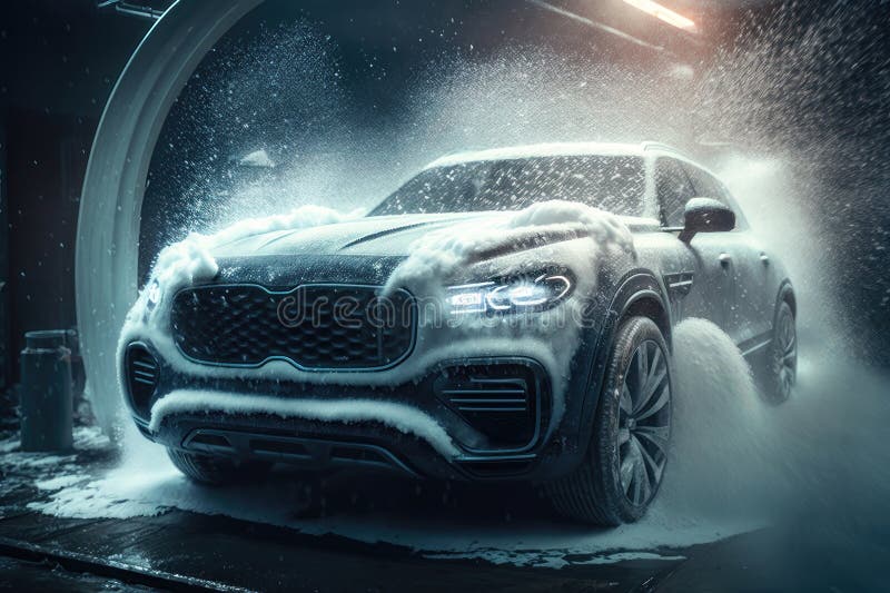 Car Wash with Foam. AI Generated Stock Illustration - Illustration of ...
