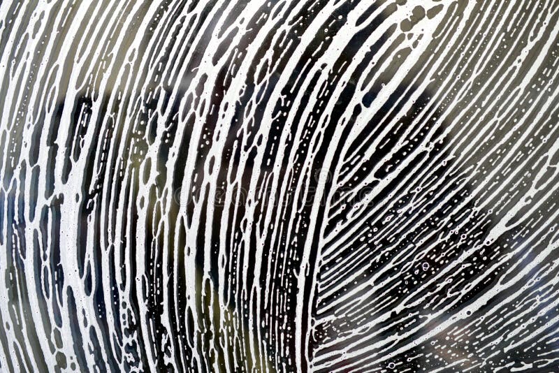 Car Wash Foam Patterns on a Car Window Stock Photo - Image of textured ...