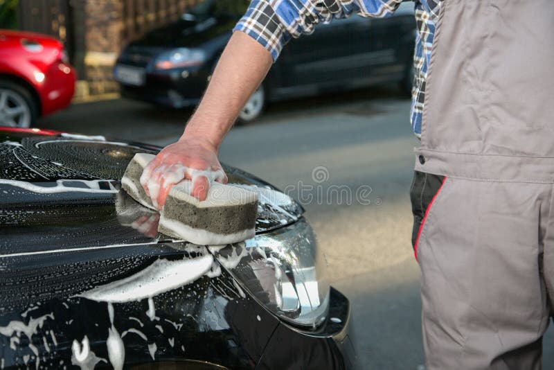 Car wash by hand stock image. Image of blue, grime, business - 53240343