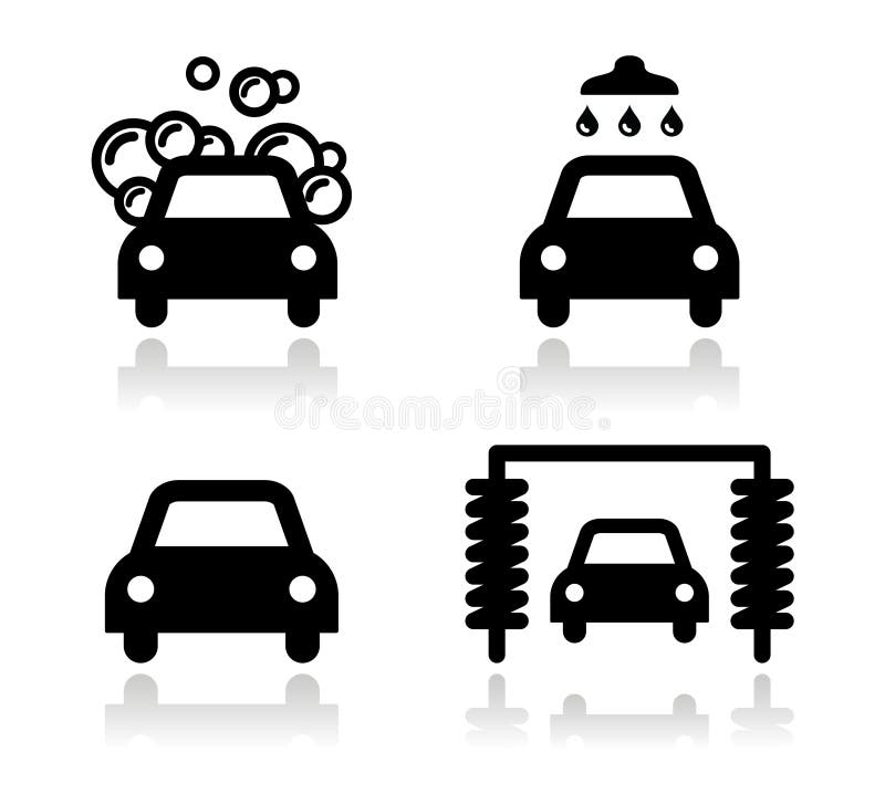 Car wash icons set - stock illustration. Illustration of modern - 29090264