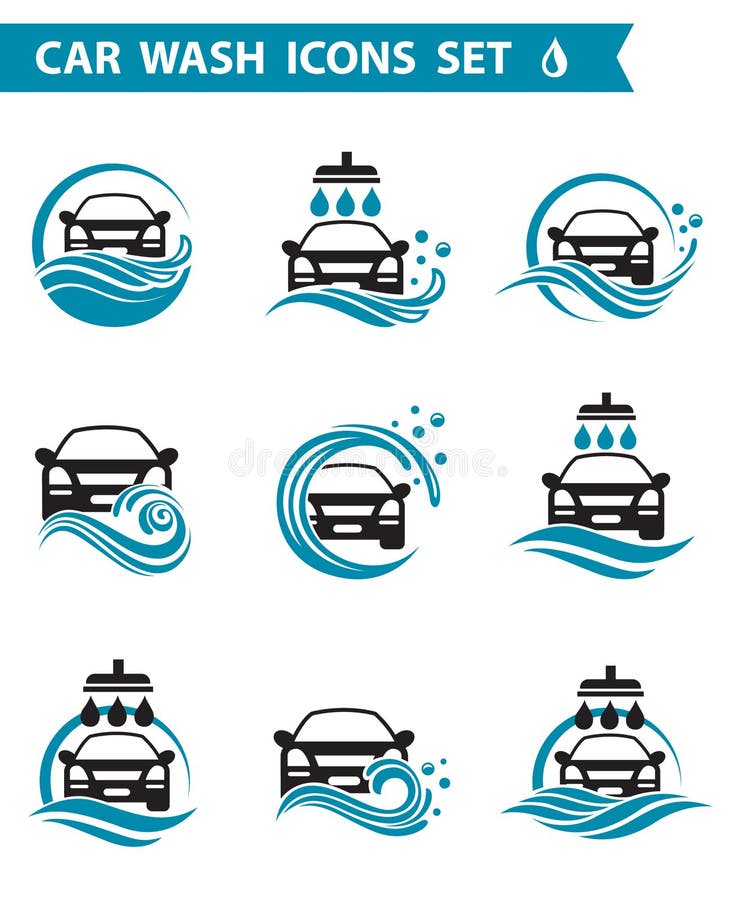 Car Wash Icons Stock Vector Illustration Of Isolated 30708180