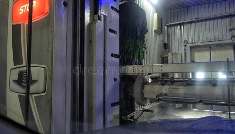 Inside View of a Car Being Washed on an Automatic Machine Stock Photo ...