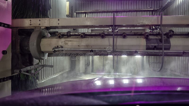 Inside View of a Car Being Washed on an Automatic Machine Stock Photo ...