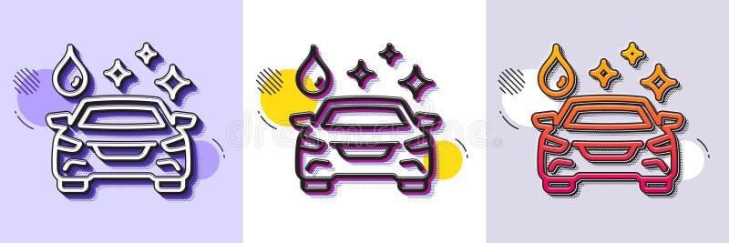 Car Wash Line Icon. Clean Auto Sign. Halftone Dotted Pattern. Vector ...