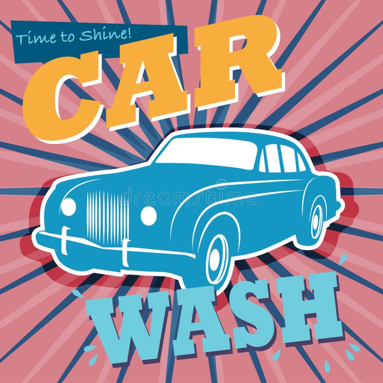 Retro Car Wash Sign Stock Illustrations – 1,256 Retro Car Wash Sign ...