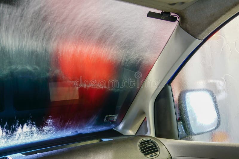 Car Wash, View from Inside the Car Stock Image - Image of windscreen ...