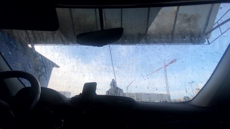 Car wash view from inside stock video. Video of water - 265520569