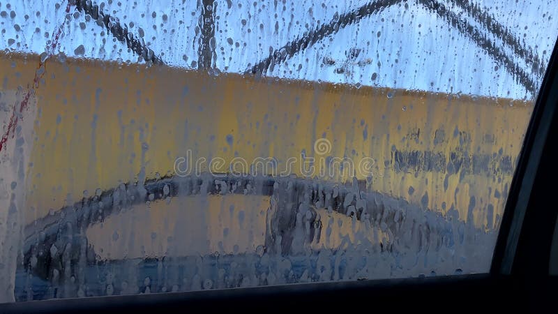 Car wash view from inside stock video. Video of foam - 265519905
