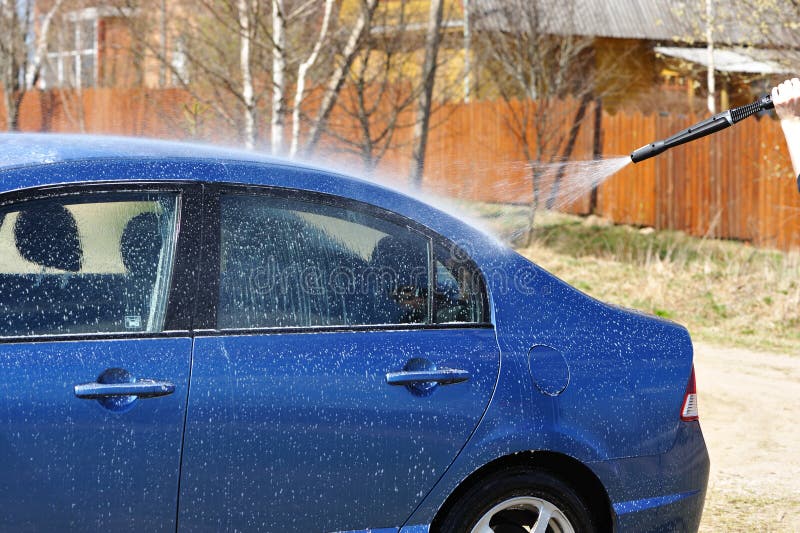 Car washing stock photo. Image of blue, cleaner, summer - 9890494