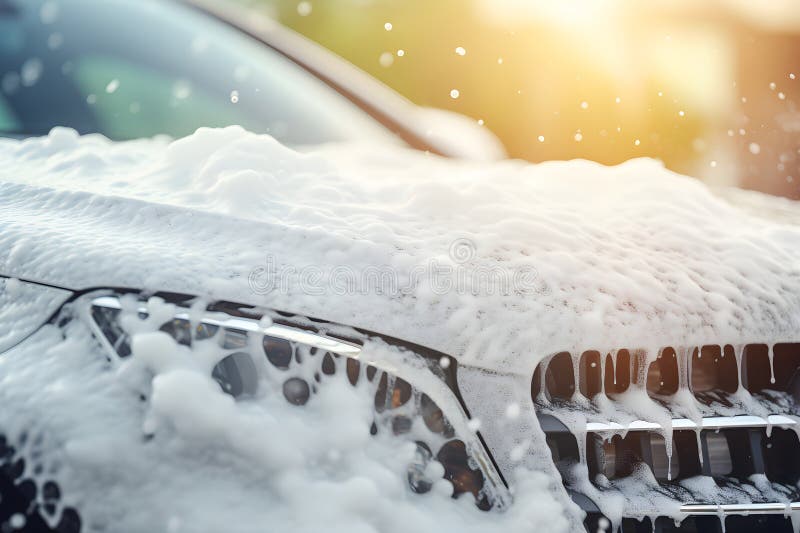 Car Washing, Foam Washing Concept the Background is Out of Focus Stock ...