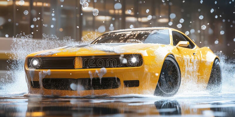 Car Washing with Foam Soap Background for Auto Detailing Concepts Stock ...