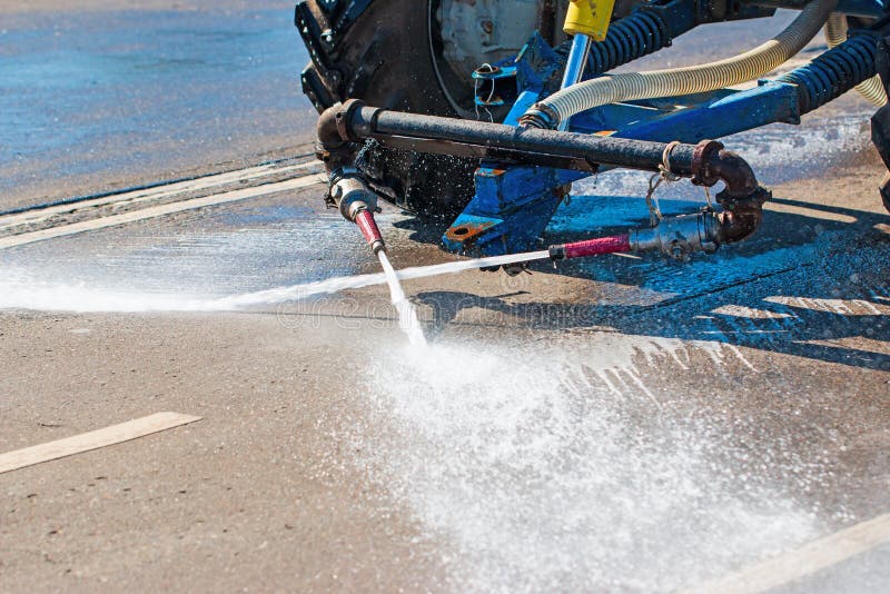 Car Washing Roads in the Town Stock Photo - Image of city, cleanliness ...