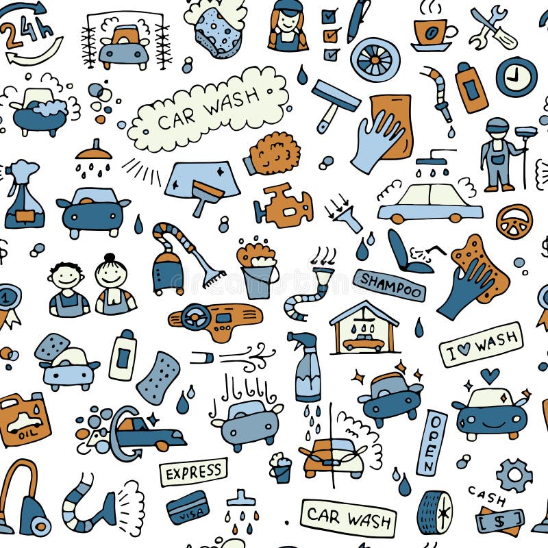 Car Washing, Seamless Pattern for Your Design Stock Vector ...