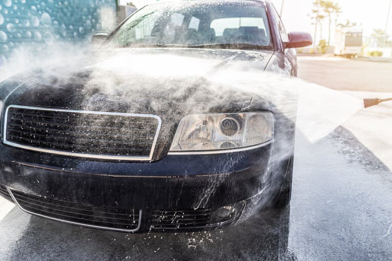 Car Washing Under the Open Sky. Stock Photo - Image of detergent ...