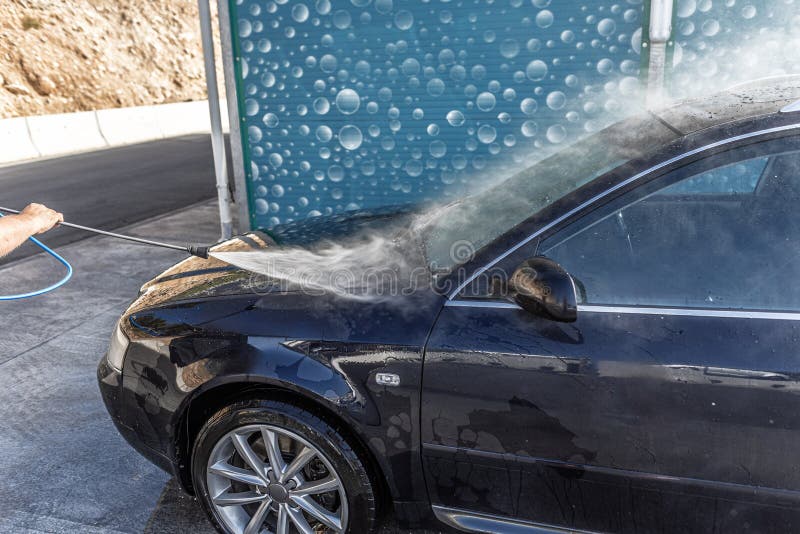 Car Washing Under the Open Sky. Stock Image - Image of auto, shine ...