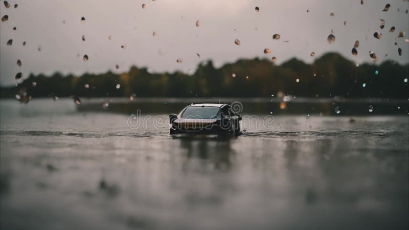 Car in Water with Rain Drops Stock Footage - Video of automotive ...