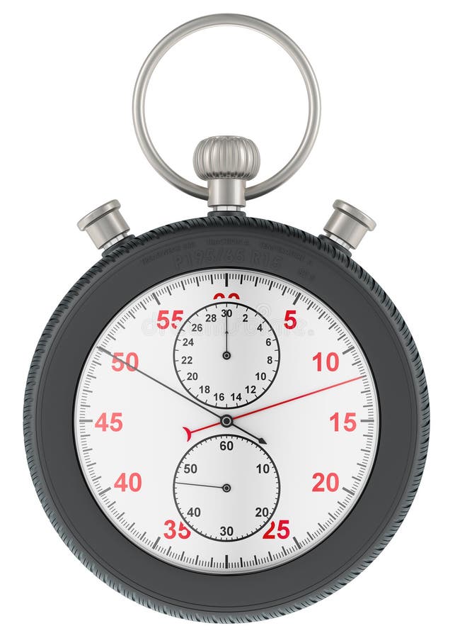 Car Wheel As Stopwatch, 3D Rendering Stock Illustration - Illustration ...