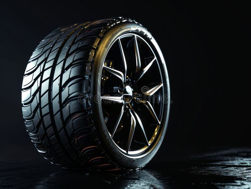 Car Wheel on a Black Background. 3d Rendering, 3d Illustration Stock ...