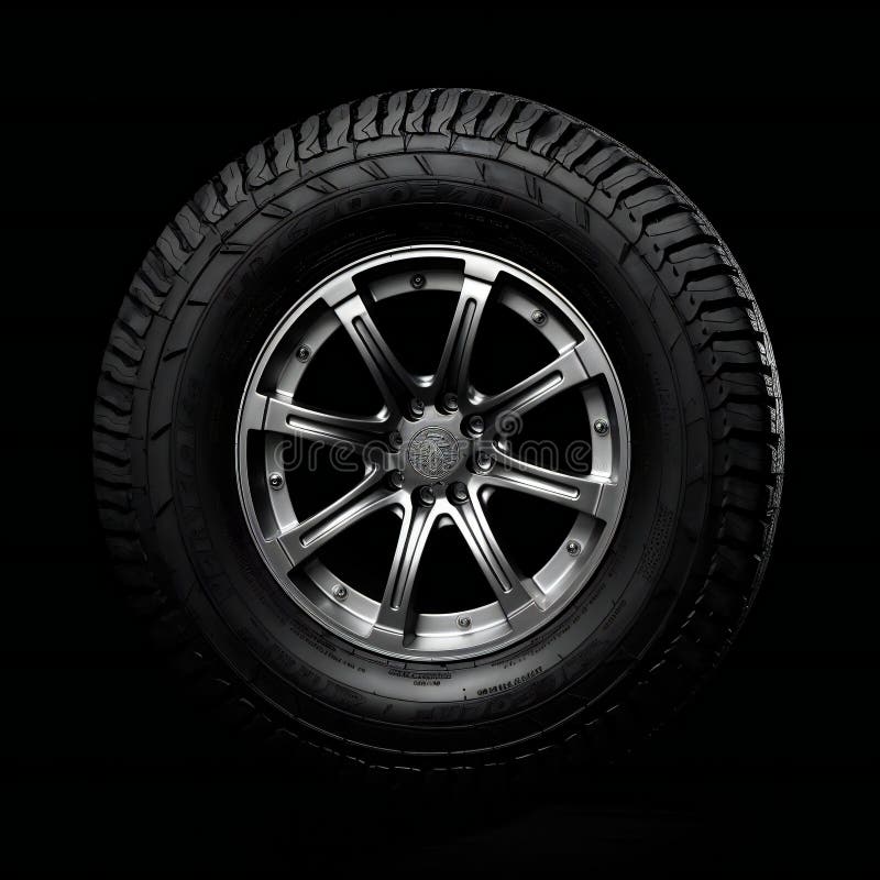 Car Wheel on a Black Background Stock Illustration - Illustration of ...
