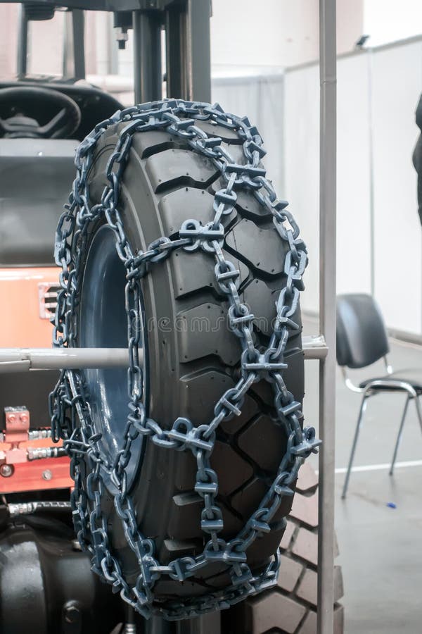 Car Wheel Braided by a Metal Chain Stock Image - Image of secure, black ...