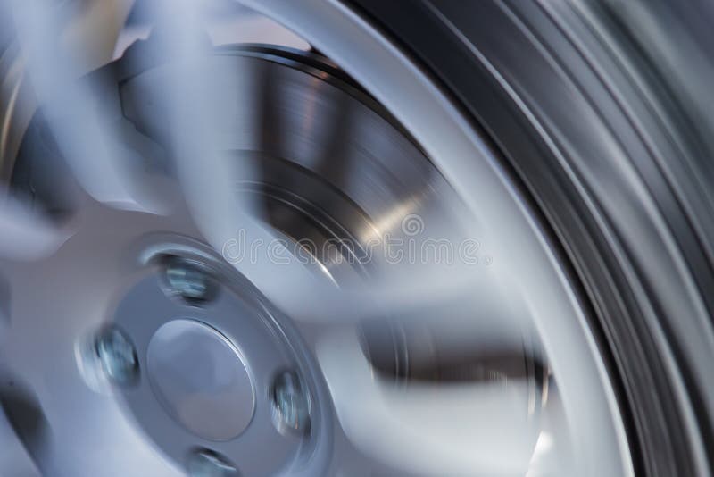 Rotating Car Wheel and Brake Disc Stock Image - Image of dimensional ...