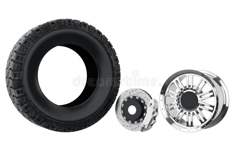 Car wheel brake with disk stock illustration. Illustration of metal ...