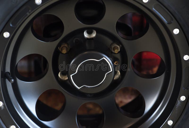 Car Wheel on a Car, Close-up, Low Key Stock Photo - Image of shiny ...