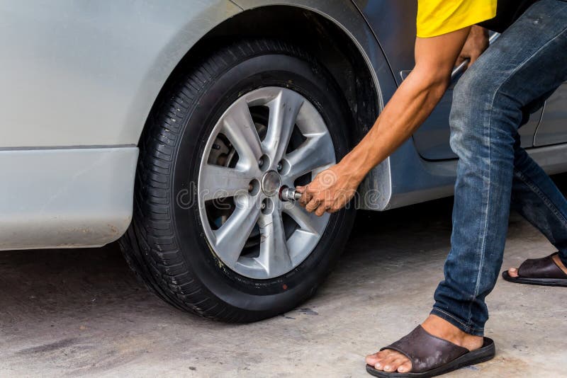 Car Wheel Changed by Mechanic Stock Image - Image of closeup ...