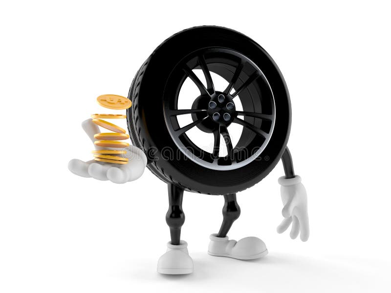Car Wheel with Stack of Coins Stock Illustration - Illustration of ...