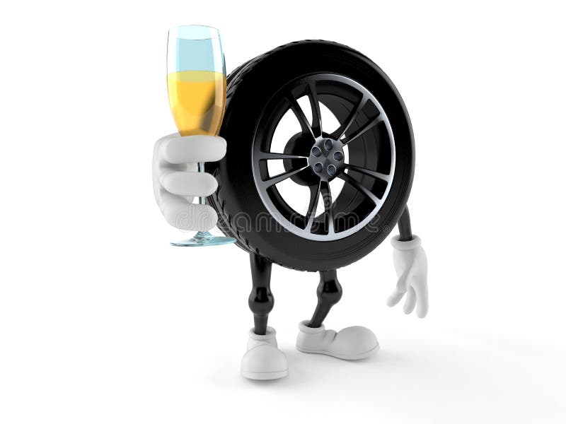 Car Wheel Character Toasting Stock Illustration - Illustration of ...
