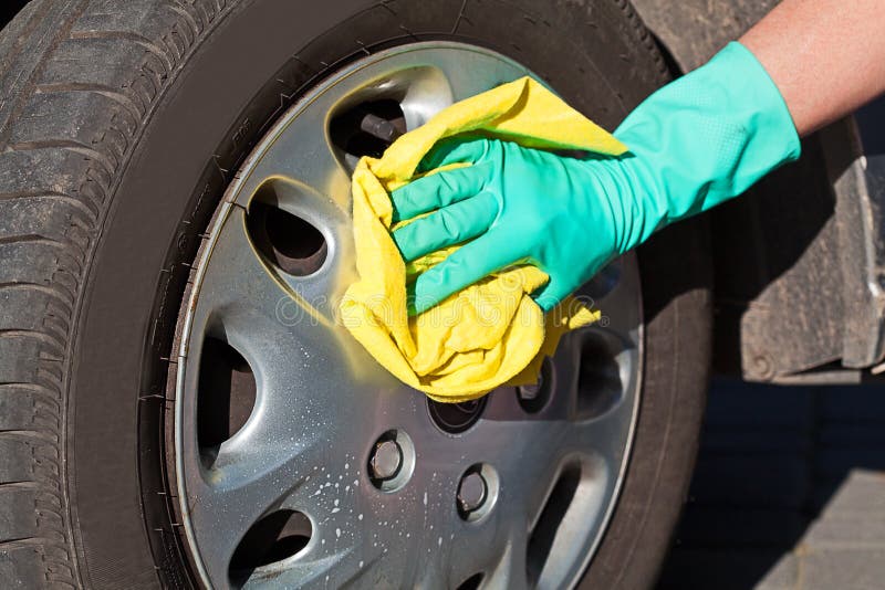 Car wheel cleaning stock image. Image of cleanser, clean - 32460727